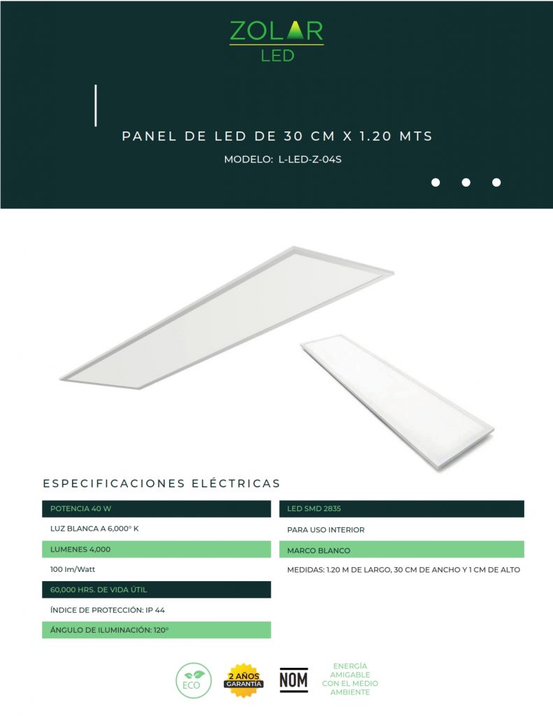 Panel de led 120 cm * 30 cm 40w marco blanco – León Iluminación